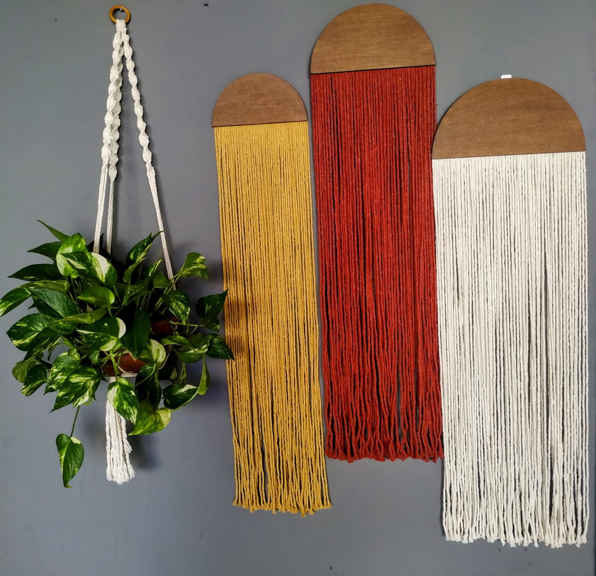 Painel Decorativo Meia Lua Macramê de Madeira - Encomenda - Ateliê ...