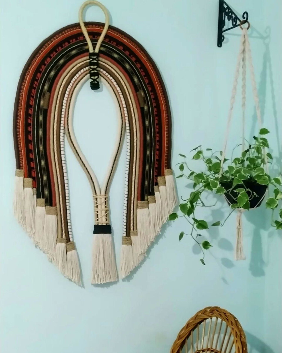 Cocar Grande Decoração Têxtil Macramê Personalizado 60cm x 100cm ...