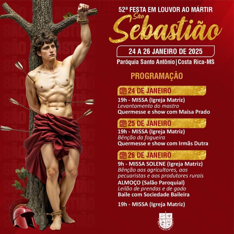 Começa nesta sexta (24) a Festa de São Sebastião em Costa Rica